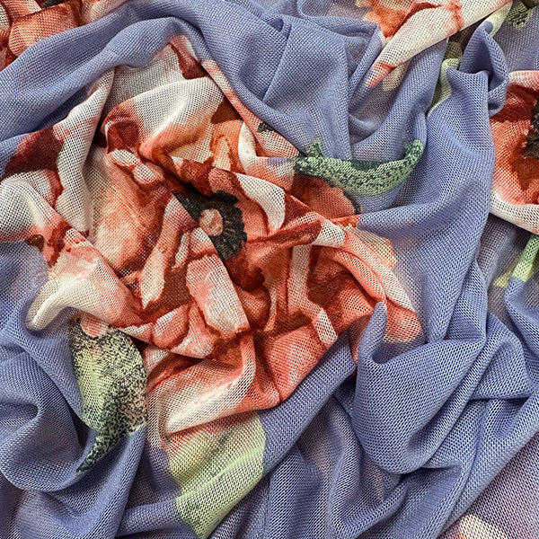 Periwinkle Multi Floral Print Stretch Mesh Fabric – Fabric Depot