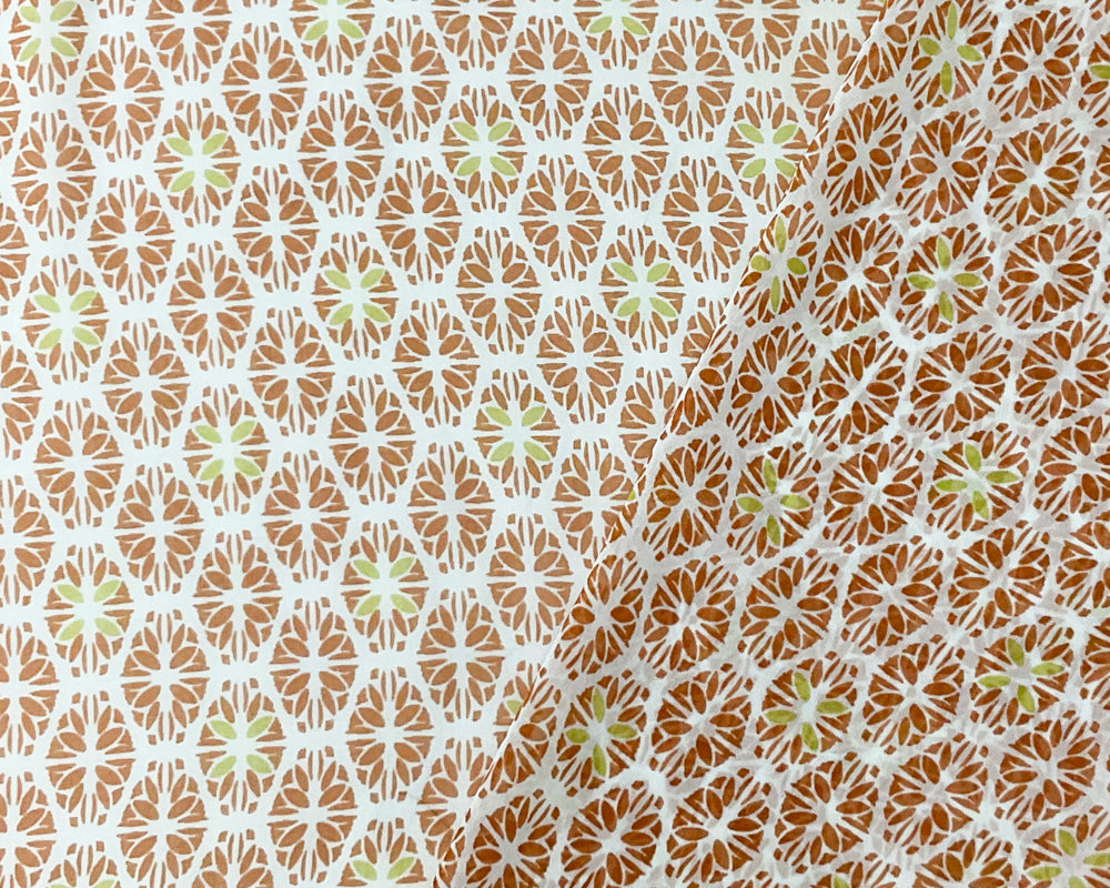 Brown-Multi Poly Abstract Floral Tile Print Chiffon Woven Fabric ...