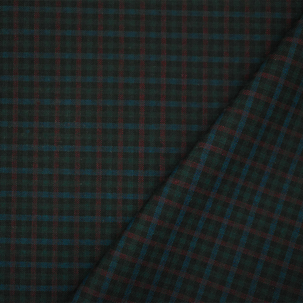 Maroon Brown-Black-Multi Poly-Wool Plaid Shirting Woven Fabric – Fabric ...