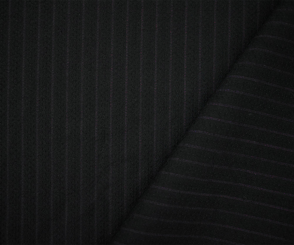 Black-Deep Purple Wool Polyester Dobby Striped Shirting Fabric – Fabric ...