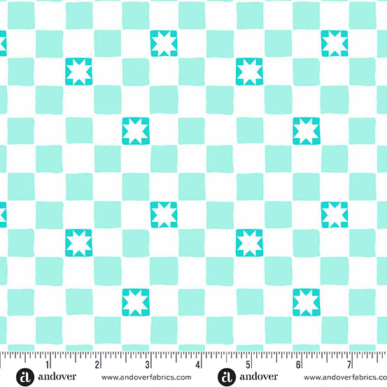 Aqua Twinkle Tiles Color Pop Playground Cotton 44"/45" Fabric Per Yard ...