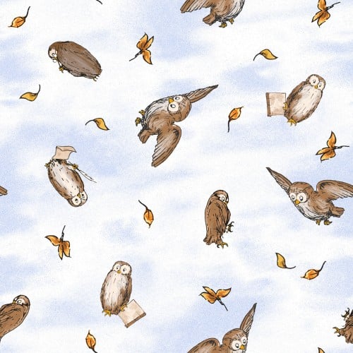 Light Blue Classic Winnie Owls Cotton 43"/44" Fabric Per Yard — Fabric ...