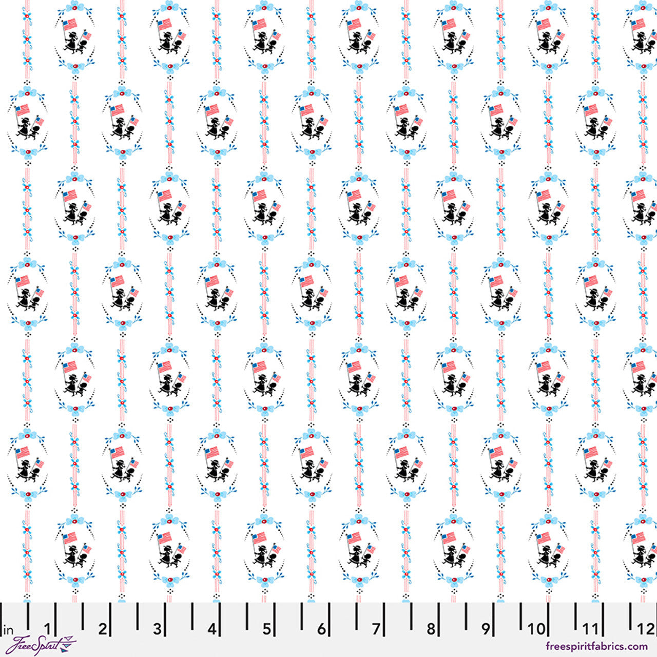 White Children March On Americas Birthday Cotton 44"/45" Fabric Per Ya ...