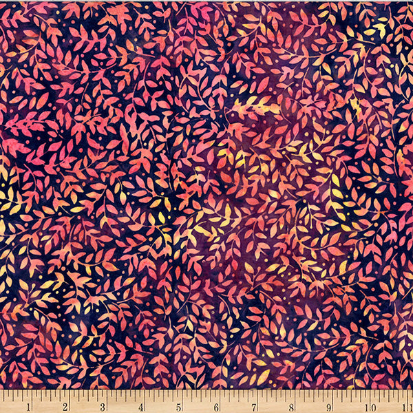 Persimmon Bali Batik Packed Leaves Cotton 44"/45" Fabric Per Yard ...